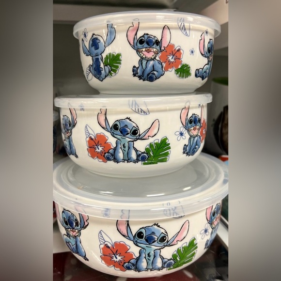Disney | Kitchen | Disney Stitch Sketch Hibiscus Nesting Bowls With ...